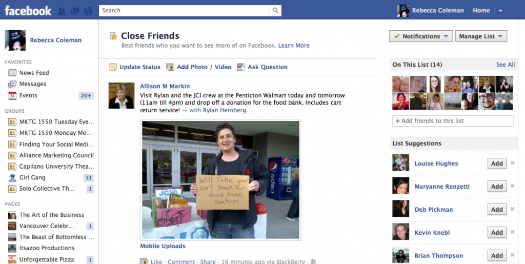 Using Facebook's Friend Lists - @RebeccaColeman